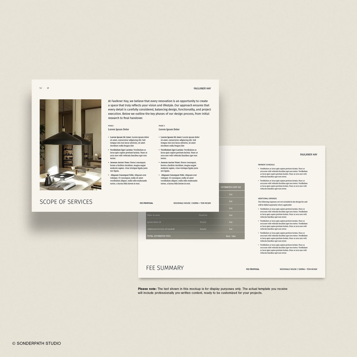 Faulkner Hay | Interior Design Fee Proposal Template – Sonderpath Studio