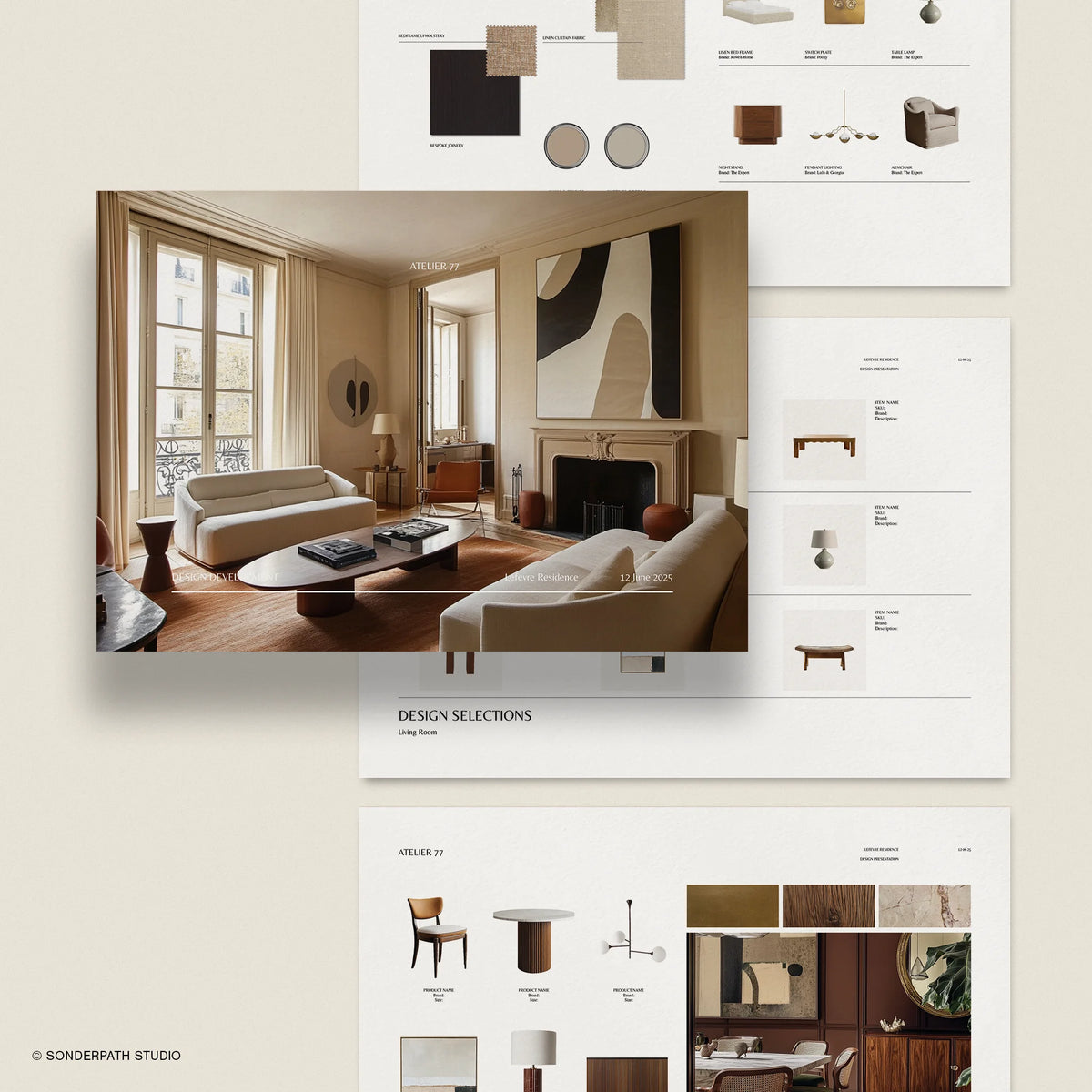 Atelier 77 | Interior Design Presentation Template – Sonderpath Studio