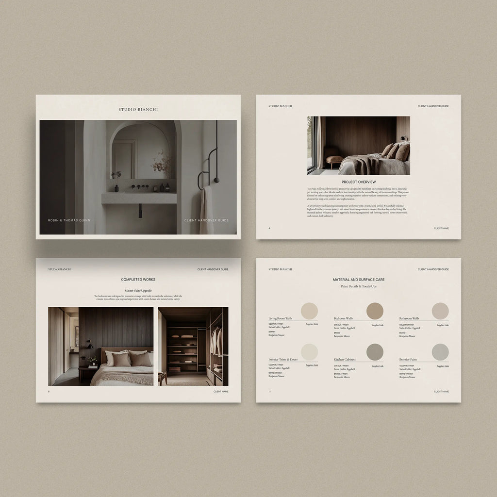 Bianchi | Client Handover and Care Guide Template – Sonderpath Studio