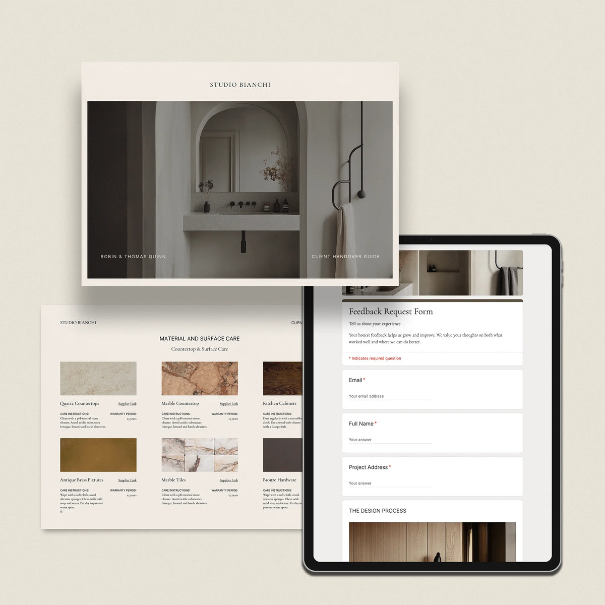 Bianchi | Client Handover and Care Guide Template – Sonderpath Studio