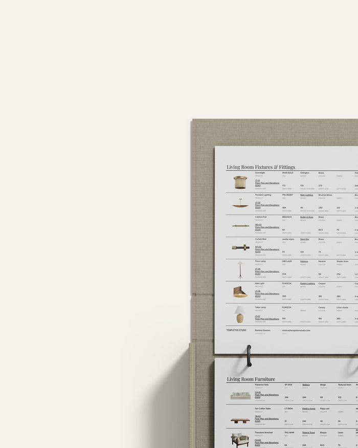 Templeton | FFE Schedule Template – Sonderpath Studio