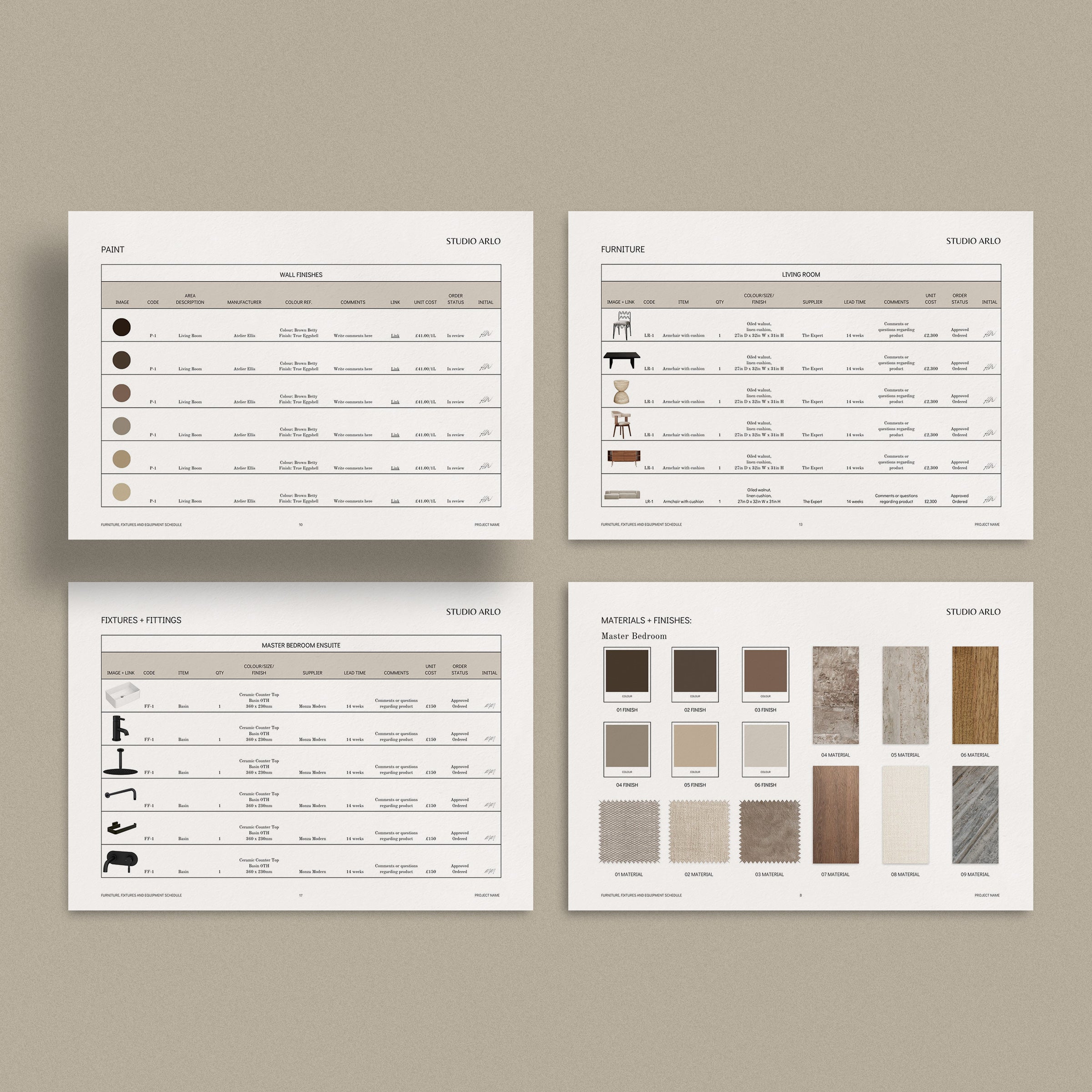 Arlo | Interior Design FF+E Schedule Template – Sonderpath Studio